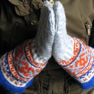 Hand Knitted Wool Long Mittens With Large Cuff, Wool Mittens, Wool ...