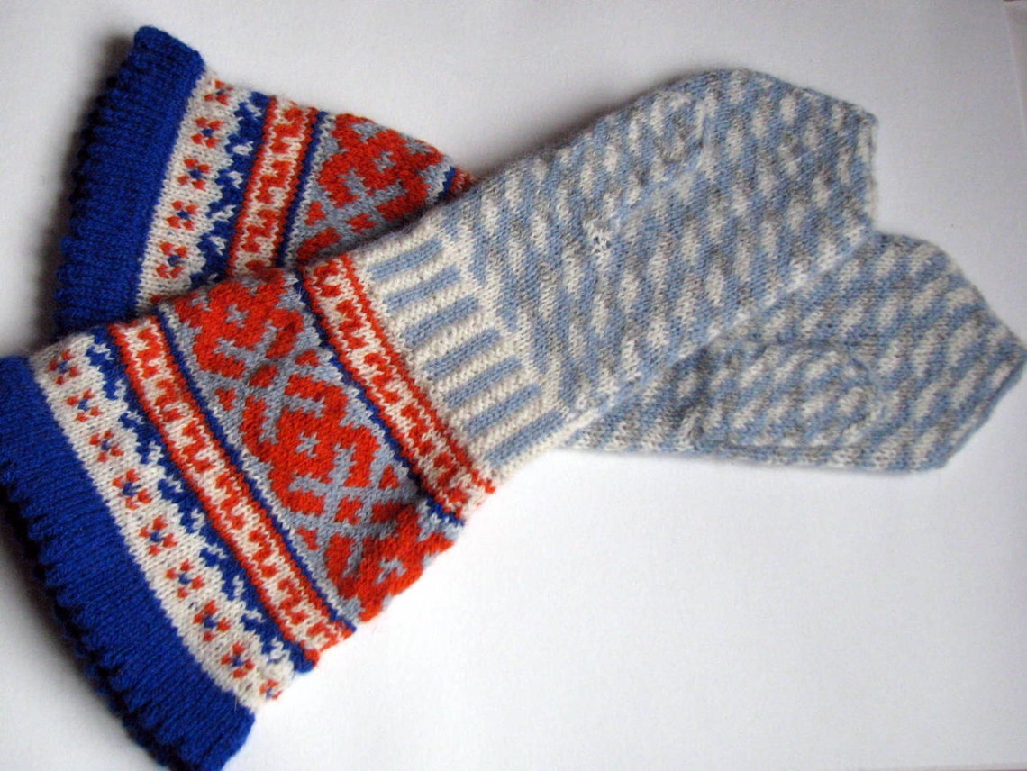 Hand Knitted Wool Long Mittens With Large Cuff, Wool Mittens, Wool ...
