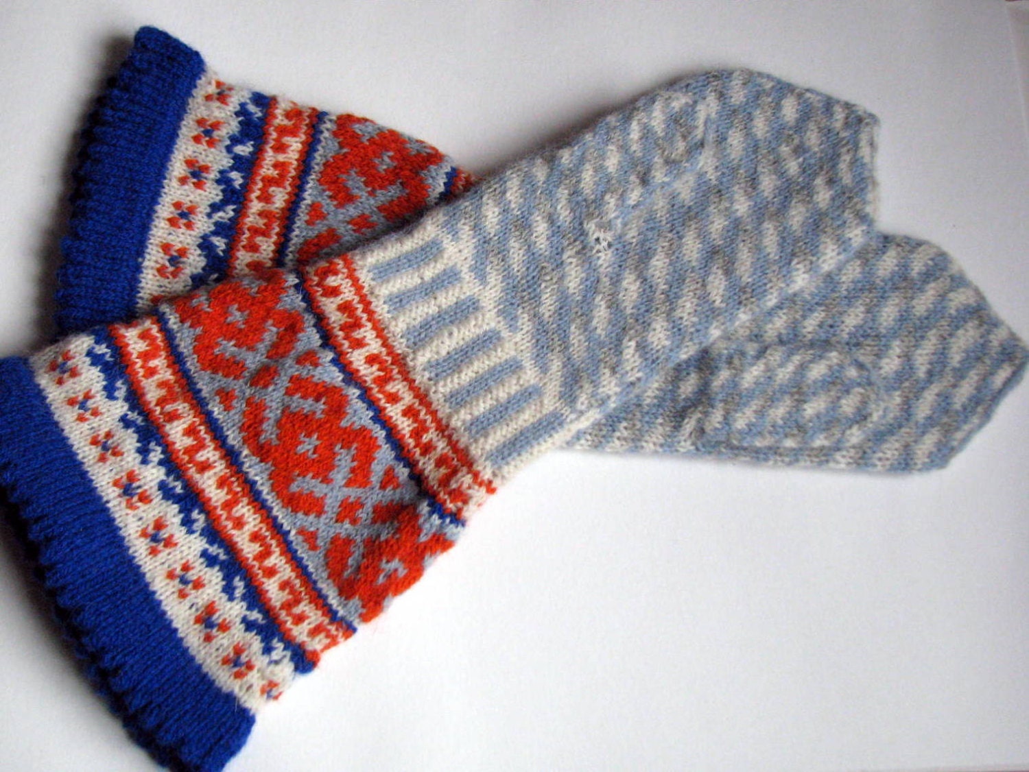 Hand Knitted Wool Long Mittens With Large Cuff, Wool Mittens, Wool ...