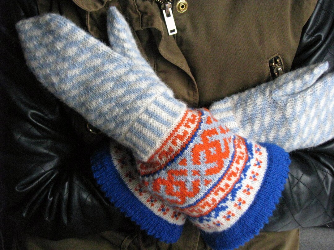 Hand Knitted Wool Long Mittens With Large Cuff, Wool Mittens, Wool ...