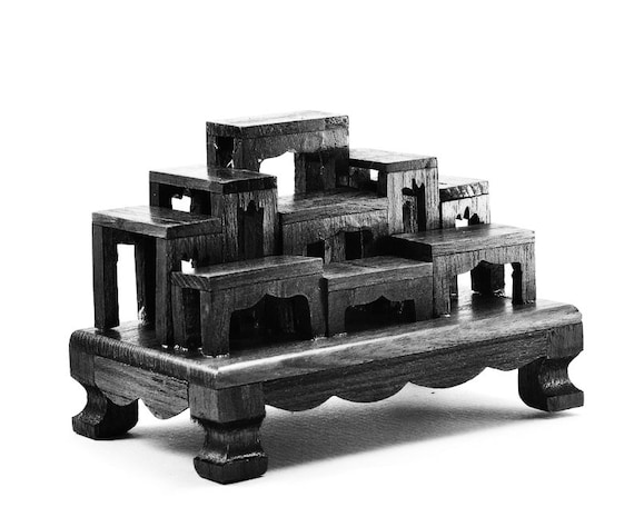 BLACK SET of 9 Mini Altar Teak Wood Tables Worship Thai Amulet - Etsy