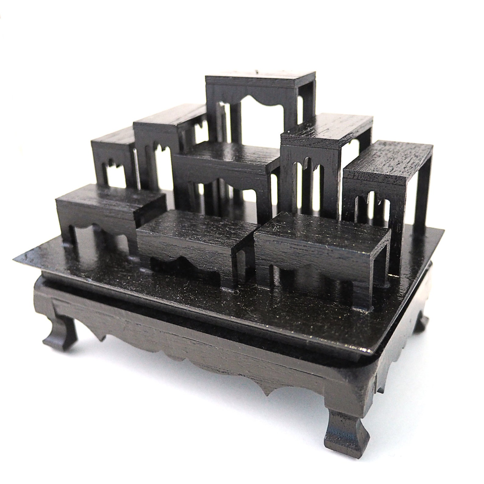 4.3 Tall BLACK Ver. SET of 9 Mini Altar Tables Thai Buddha Amulet ...