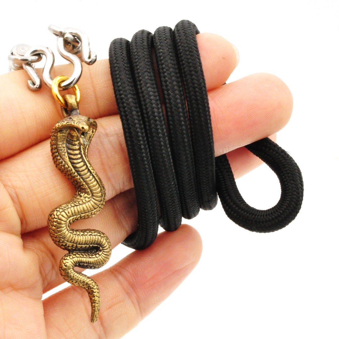 King Cobra Snake Brass Pendant Amulet Rope Necklace Blessing - Etsy