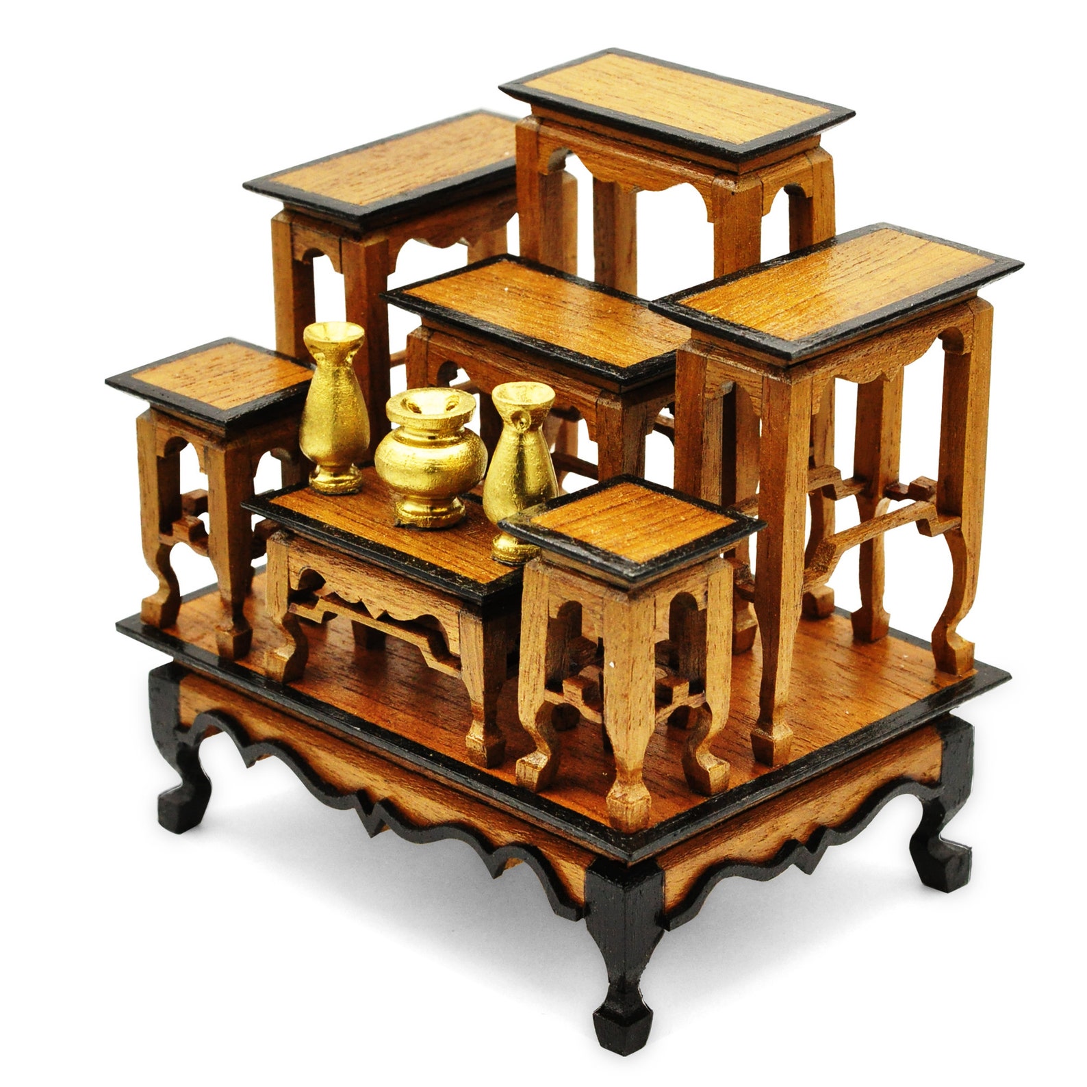 SET of 7 Mini Altar Teak Wood Tables Worship Thai Amulet Feng - Etsy