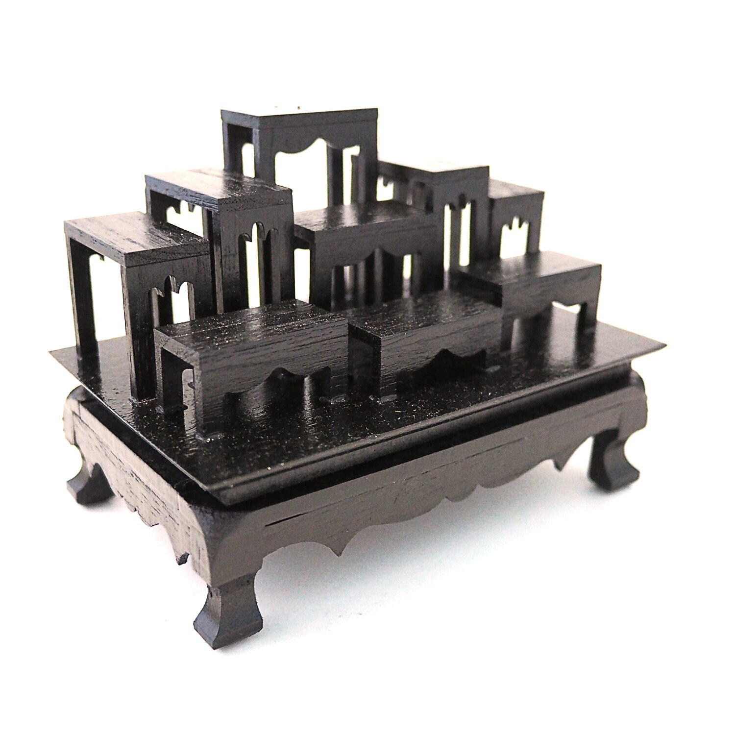 4.3 Tall BLACK Ver. SET of 9 Mini Altar Tables Thai Buddha Amulet ...
