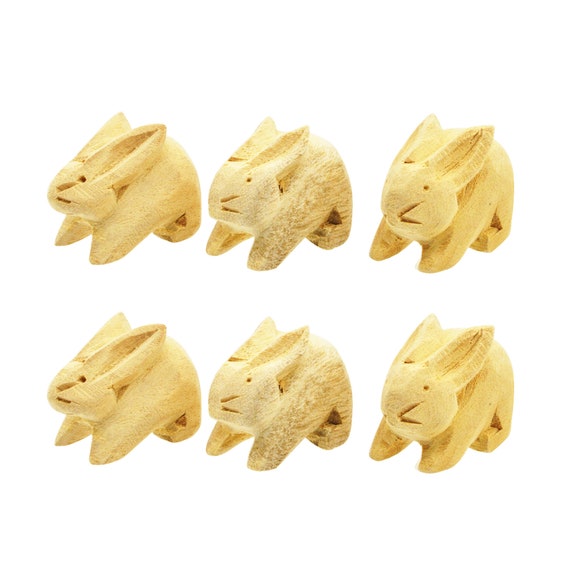 6 Pcs DIY Paint Hand Carved Wood Rabbit | Etsy