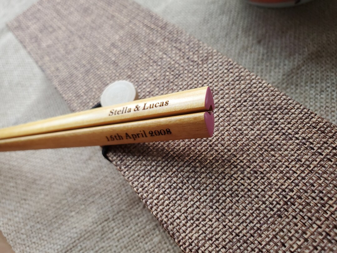 Personalized Engraved Wooden Heart Shaped Chopsticks With Gift Box ...