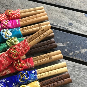 Wedding Chopsticks Favor - Personalized Engraved Eco Friendly Natural ...