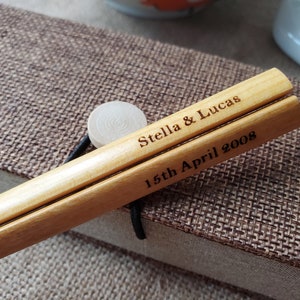 Personalized Engraved Wooden Heart Shaped Chopsticks With Gift Box ...