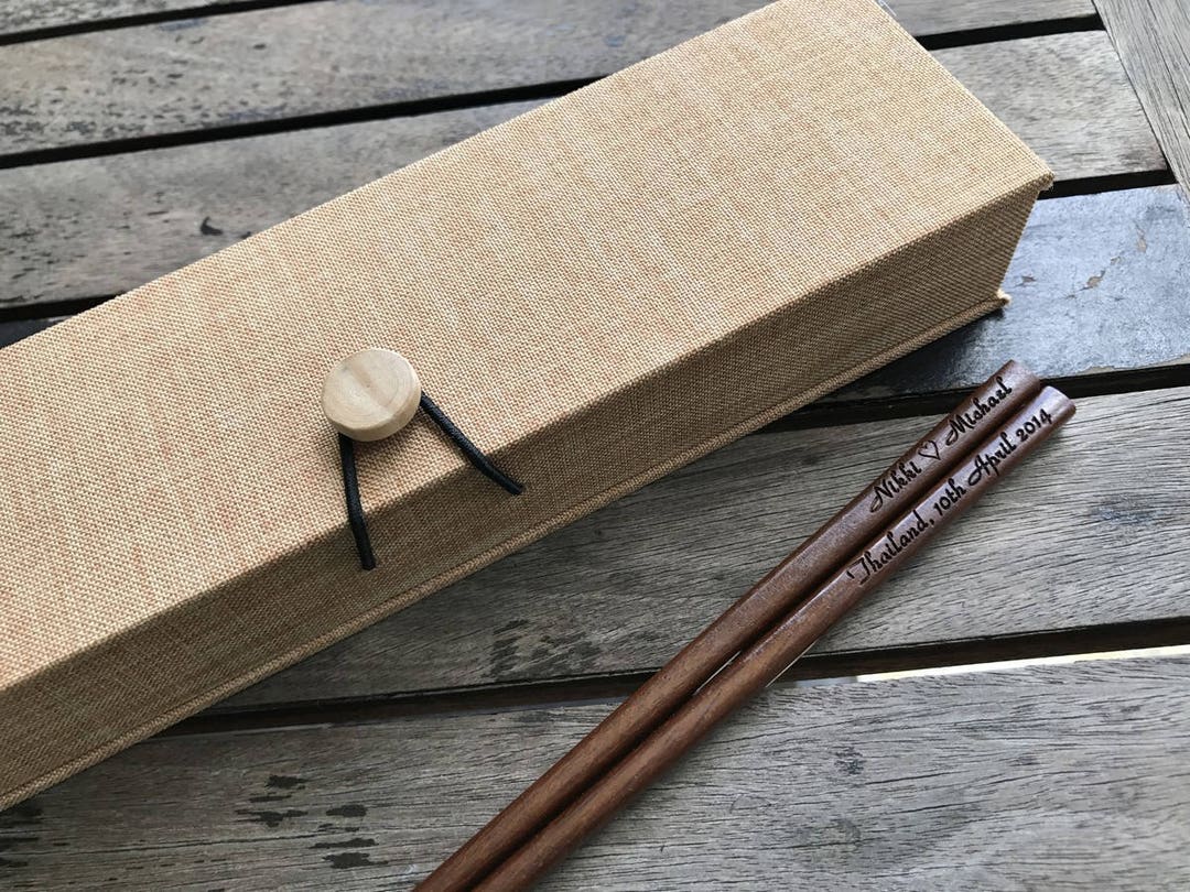 Personalized Engraved Wooden Chopsticks (dark Brown) With Gift Box ...