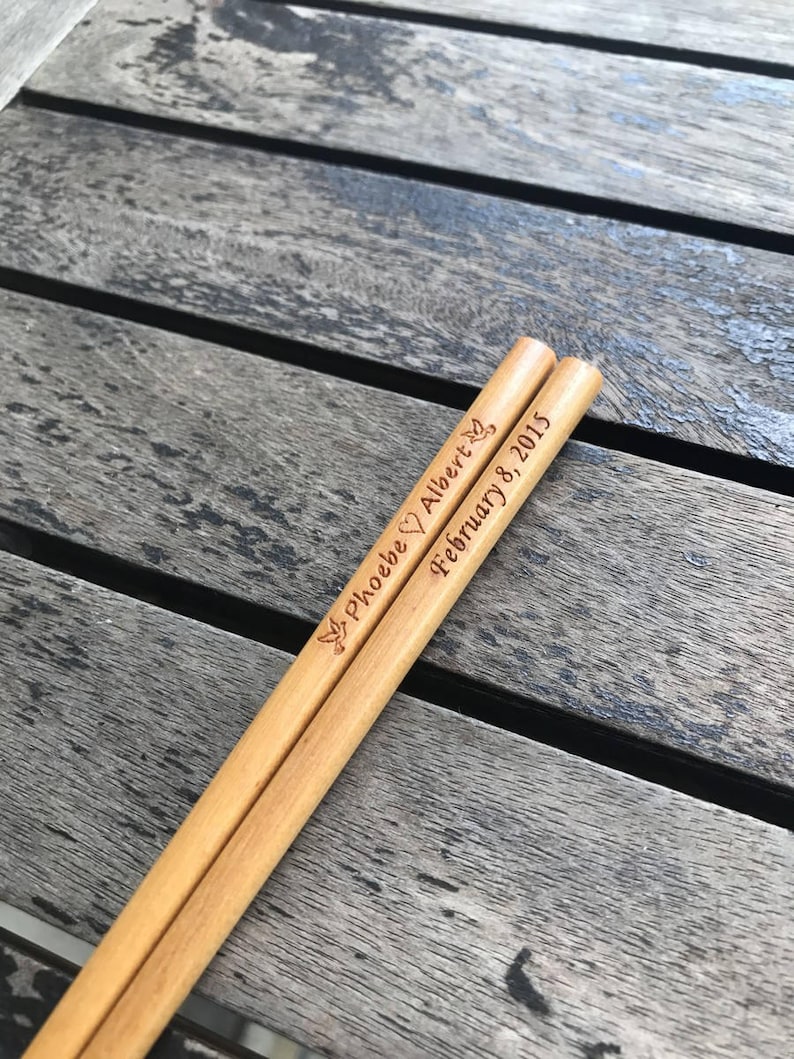 Personalized Engraved Wooden Chopsticks (light Brown) With Linen Bag ...