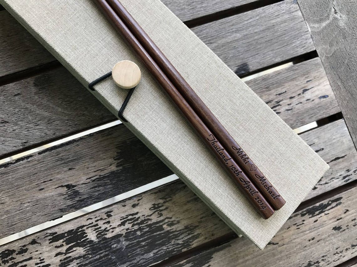 Personalized Engraved Wooden Chopsticks (dark Brown) With Gift Box ...