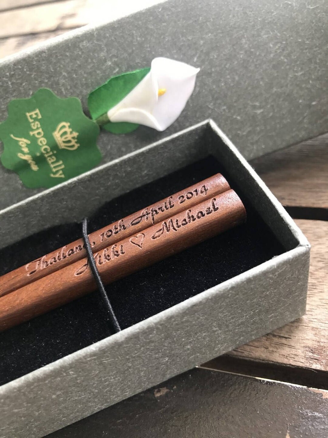 Wedding Chopsticks - Personalized Engraved Wooden Chopsticks (dark ...