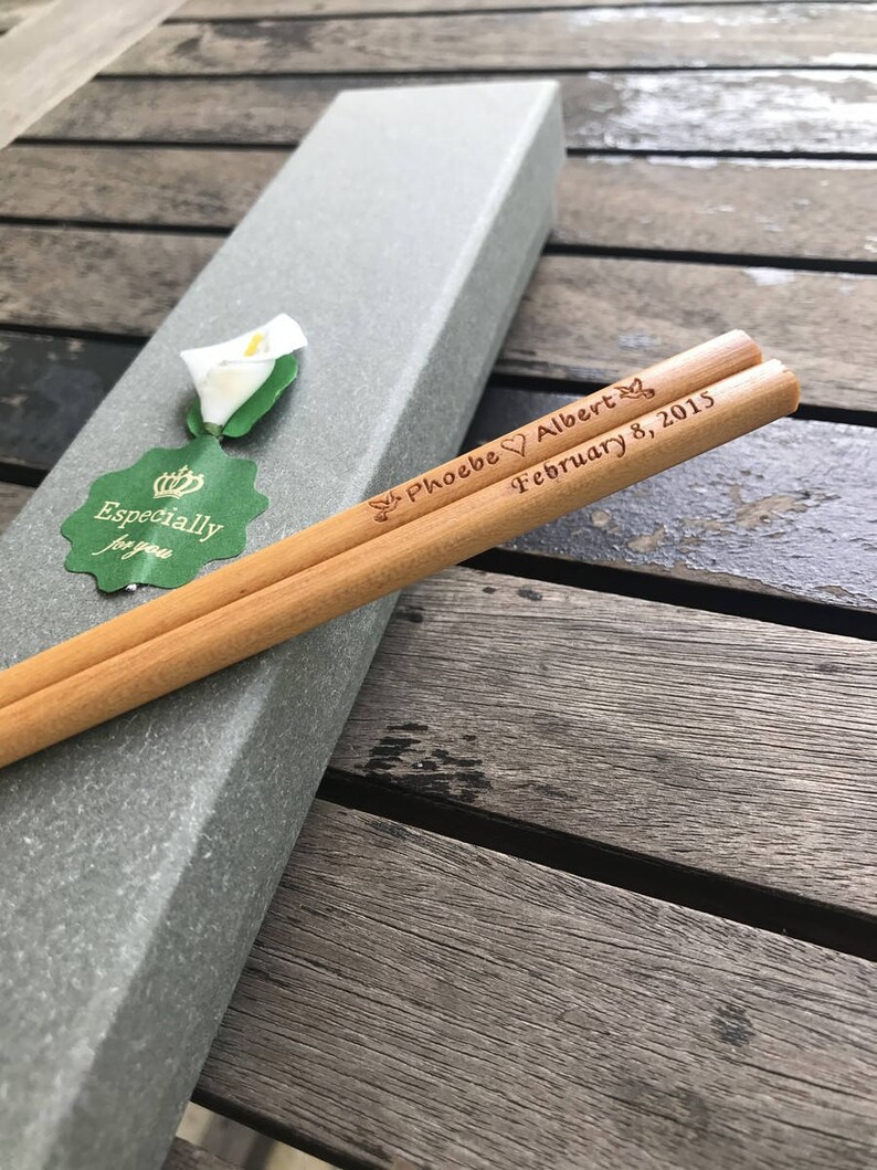 Personalized Engraved Wooden Chopsticks (light Brown) With Gift Box ...