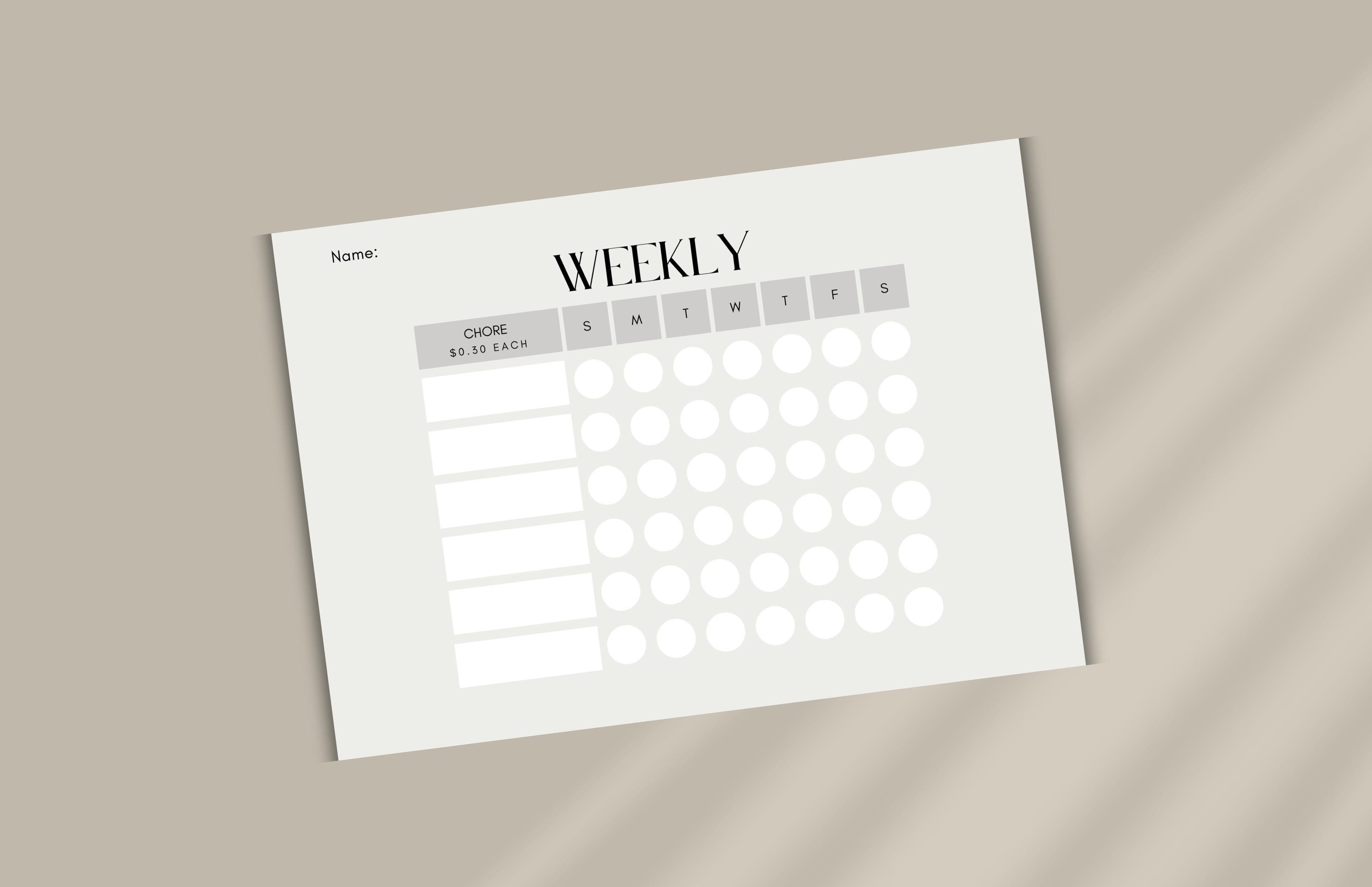 Simplistic Fill-in Chore Chart - Etsy