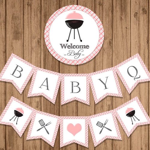 Pink Baby-q Banner Printable Barbecue Shower Pink Baby Q - Etsy