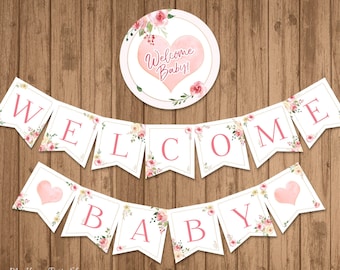 It's a Girl Banner PRINTABLE DIY Roses Baby Shower | Etsy