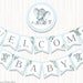 Elephant Baby Shower Banner, PRINTABLE, Blue Welcome Baby, Baby Boy ...