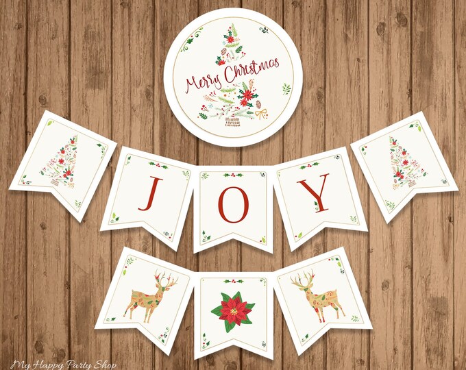 Christmas Banner, PRINTABLE, DIY, Joy Banner, Merry Christmas Banner ...