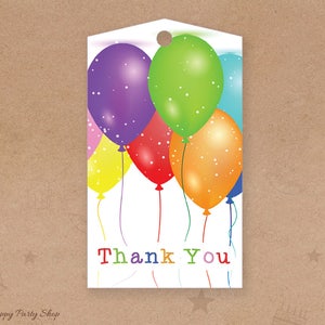 Balloons Favor Tags, PRINTABLE, Balloons Thank You Tags, Birthday ...