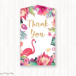 Tropical Favor Tags, PRINTABLE, Flamingo Favor Tags, Tropical Birthday ...