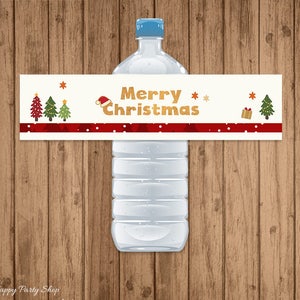 Christmas Water Bottle Labels PRINTABLE Christmas Birthday - Etsy