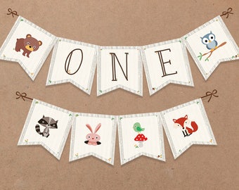 Woodland Birthday Banner Printable Happy Birthday Banner | Etsy