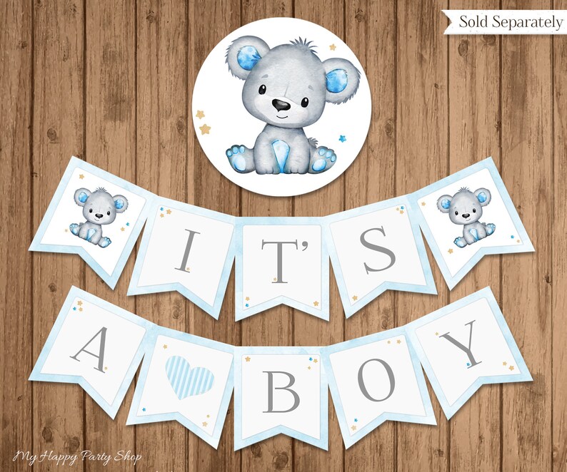 Teddy Bear Cupcake Toppers, PRINTABLE, 2" Circles, Baby Shower Decor ...