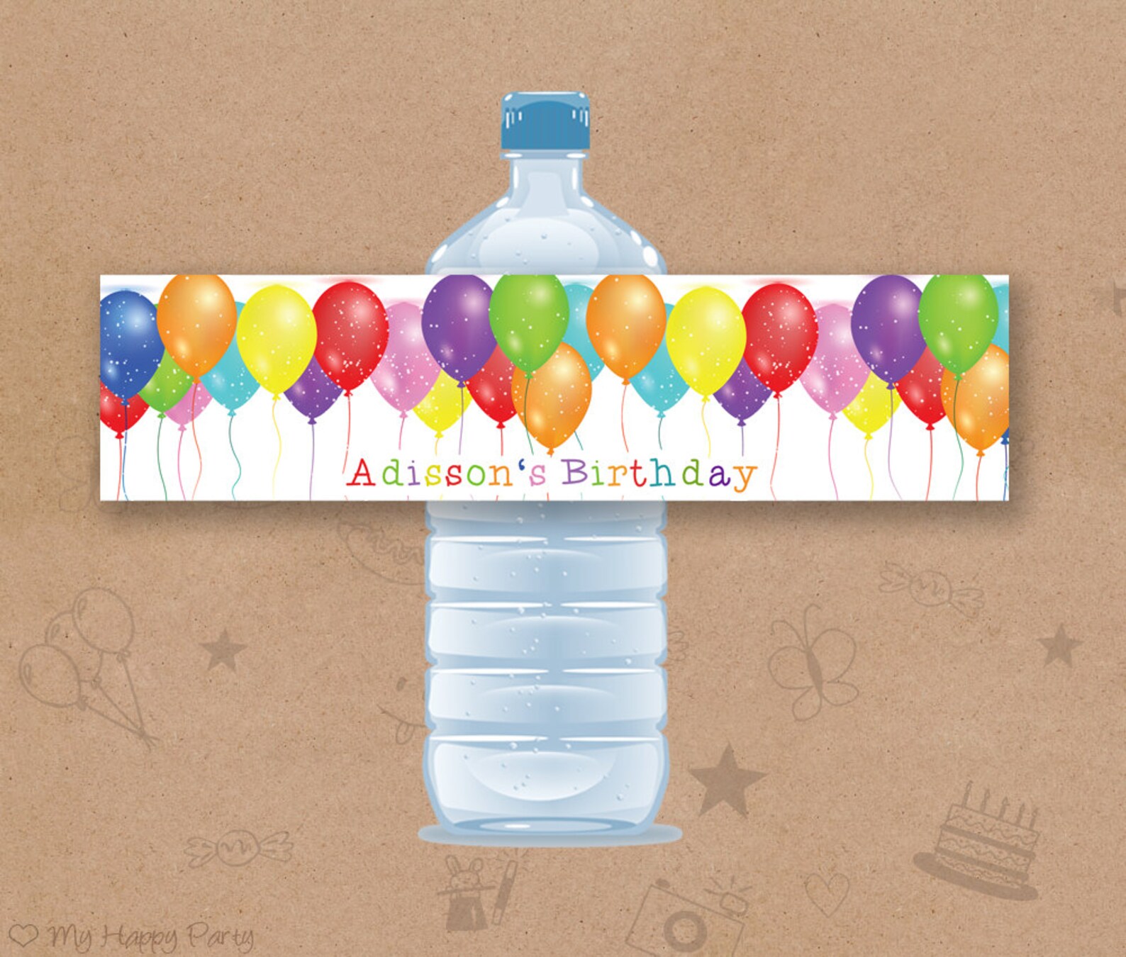 Balloons Water Bottle Label, PRINTABLE, Balloons Birthday, Balloons ...