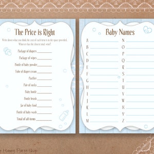 Boy Baby Name Card, PRINTABLE, Baby Shower Games, Blue Baby Shower ...