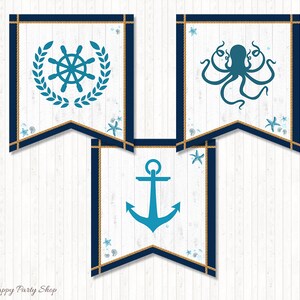 Nautical Baby Shower Banner, PRINTABLE, Sweet Baby Boy Banner, Anchor ...