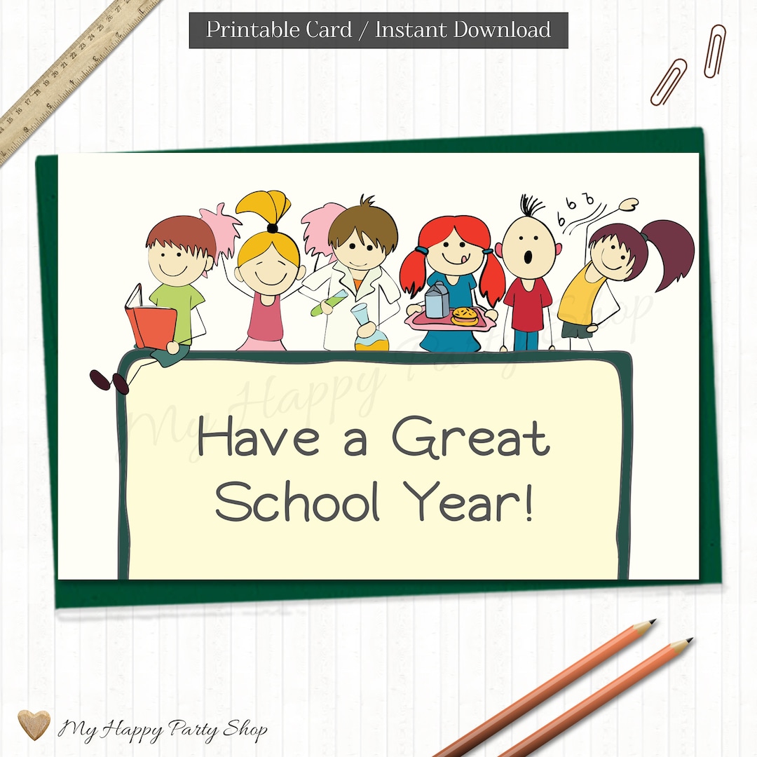 Back to School Cards, PRINTABLE, 4X6 Inches, Fold Cards, A6 Envelope ...
