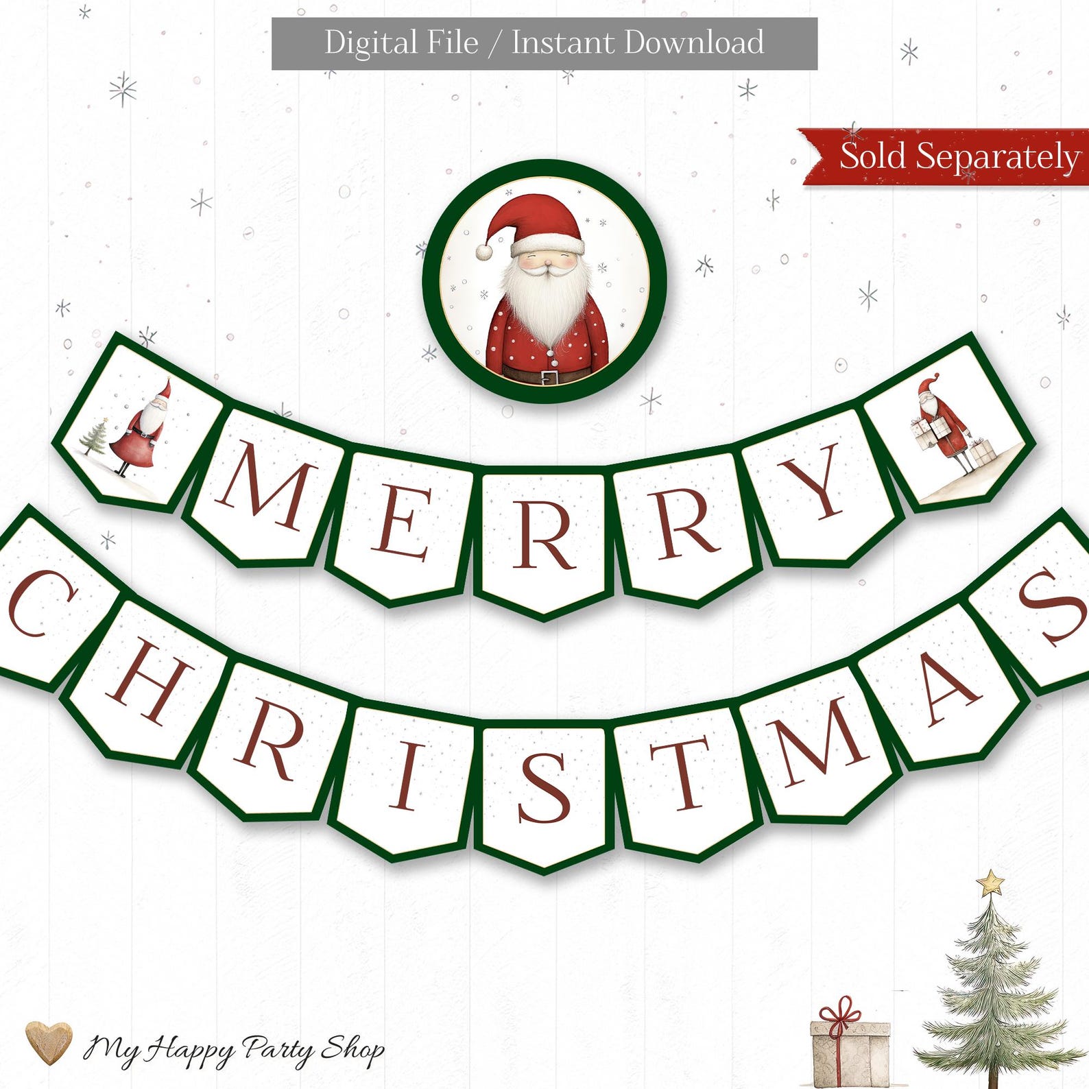 Christmas Banner, PRINTABLE, DIY, Santa Banner, Merry Christmas Banner ...