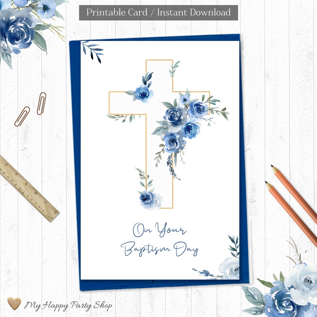 Baptism Card | Printable I on Your Baptism Day | Cross Card | Christian ...
