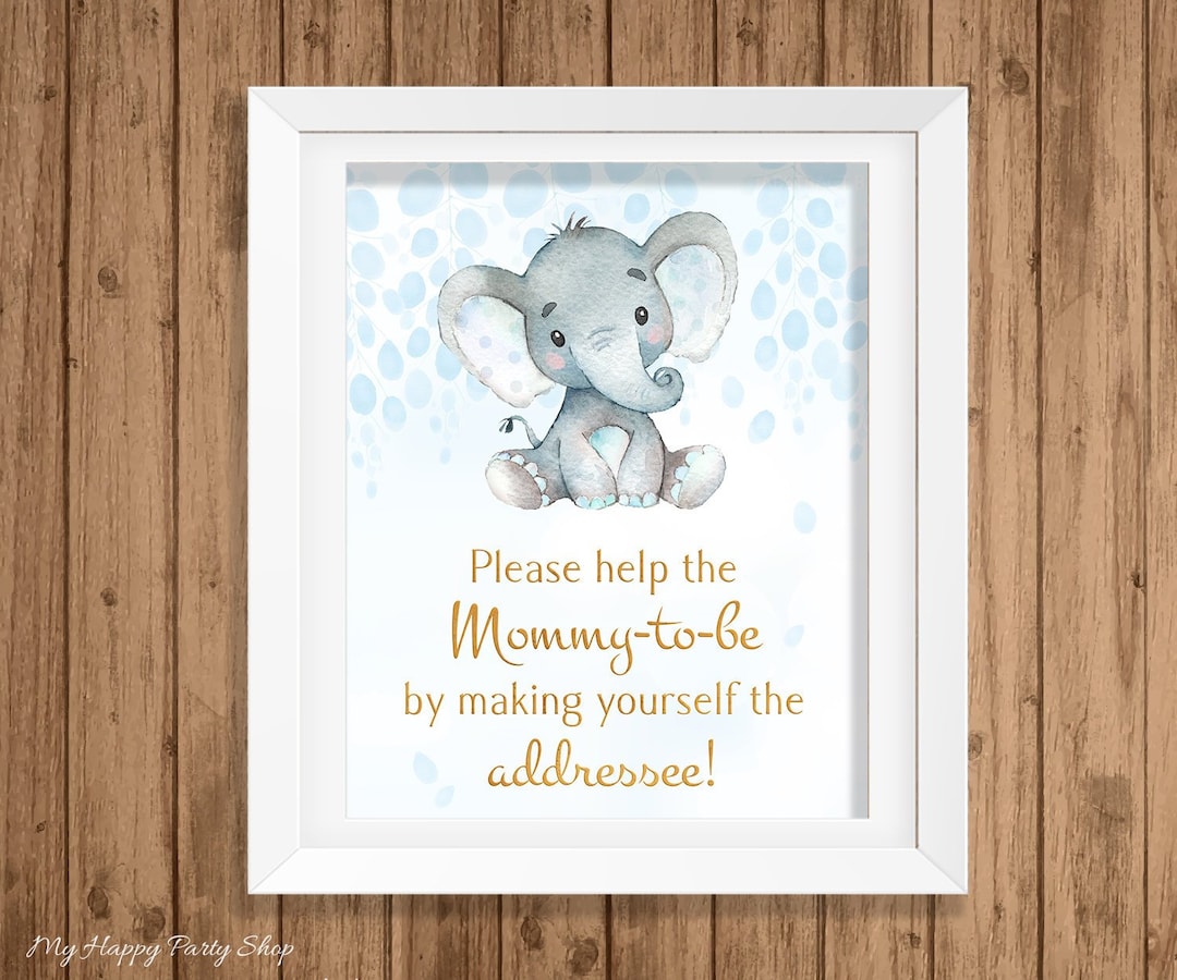 Elephant Address an Envelope Sign Printable, the Addressee Sign, Baby ...