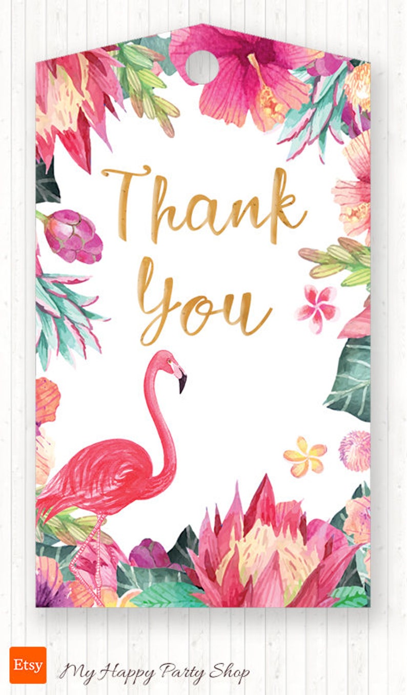 Tropical Favor Tags PRINTABLE Flamingo Favor Tags Tropical - Etsy