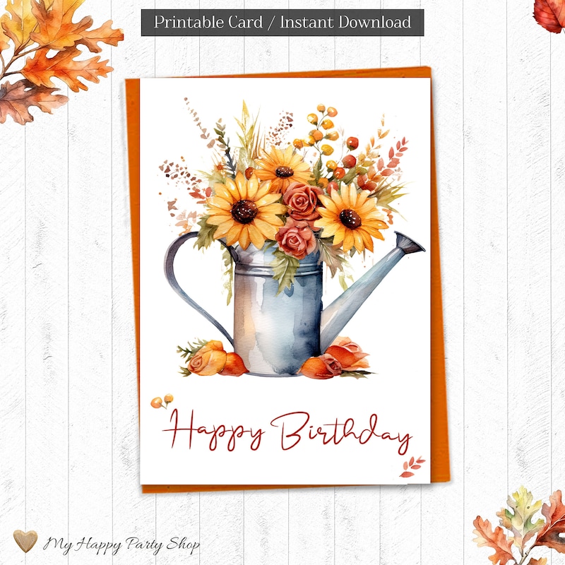 Autumn Birthday Card - Etsy