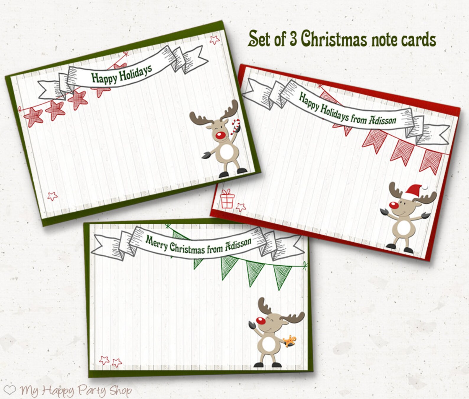 Christmas Favor Tags - PRINTABLE, Deer Gift Tags, Holiday Party Favor ...
