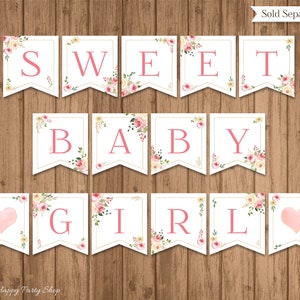 Baby in Bloom Banner, PRINTABLE, DIY, Pink Roses, Blush Roses, Roses ...