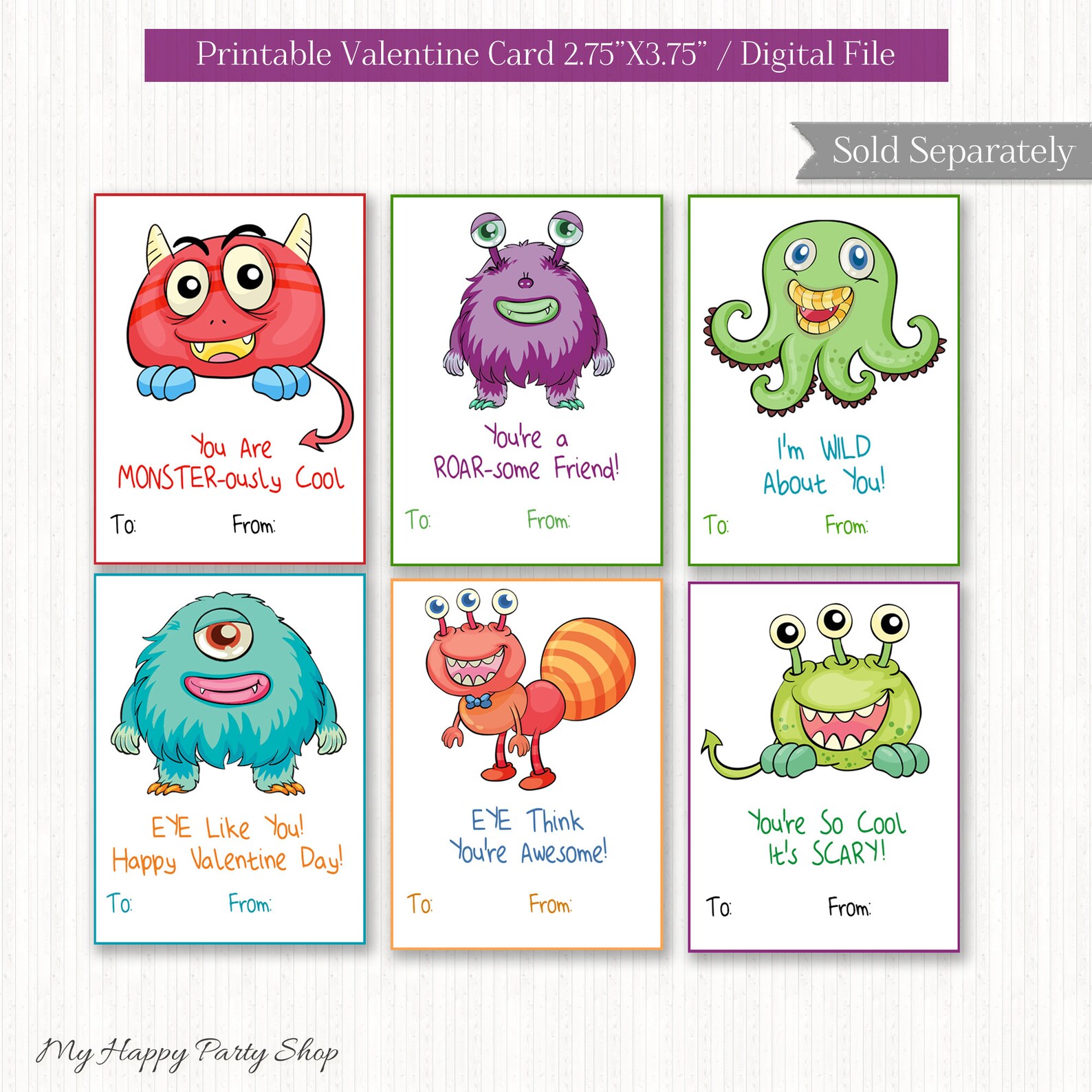 Monster Happy Birthday Banner PRINTABLE Monster Party Happy - Etsy