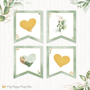 Happy Anniversary Banner, PRINTABLE, Sage Anniversary Banner, Party ...