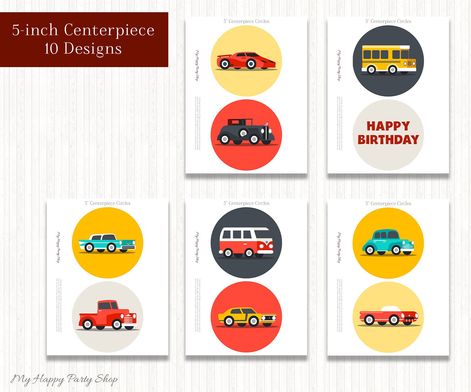 Cars 5 inch Centerpiece PRINTABLE Transportation | Etsy