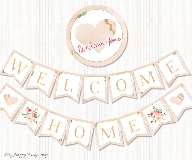 Welcome Home Banner PRINTABLE Pink Homecoming Banner Blush - Etsy