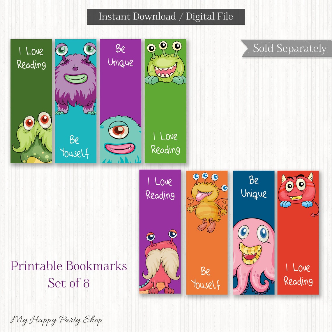 Monster Happy Birthday Banner PRINTABLE Monster Party Happy - Etsy