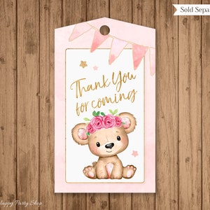 Pink Welcome Baby Banner, PRINTABLE, Teddy Bear Baby Shower Banner ...