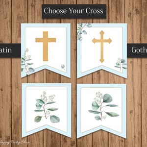 Blue God Bless Banner, PRINTABLE, Custom Banner, Boy Baptism Decor ...