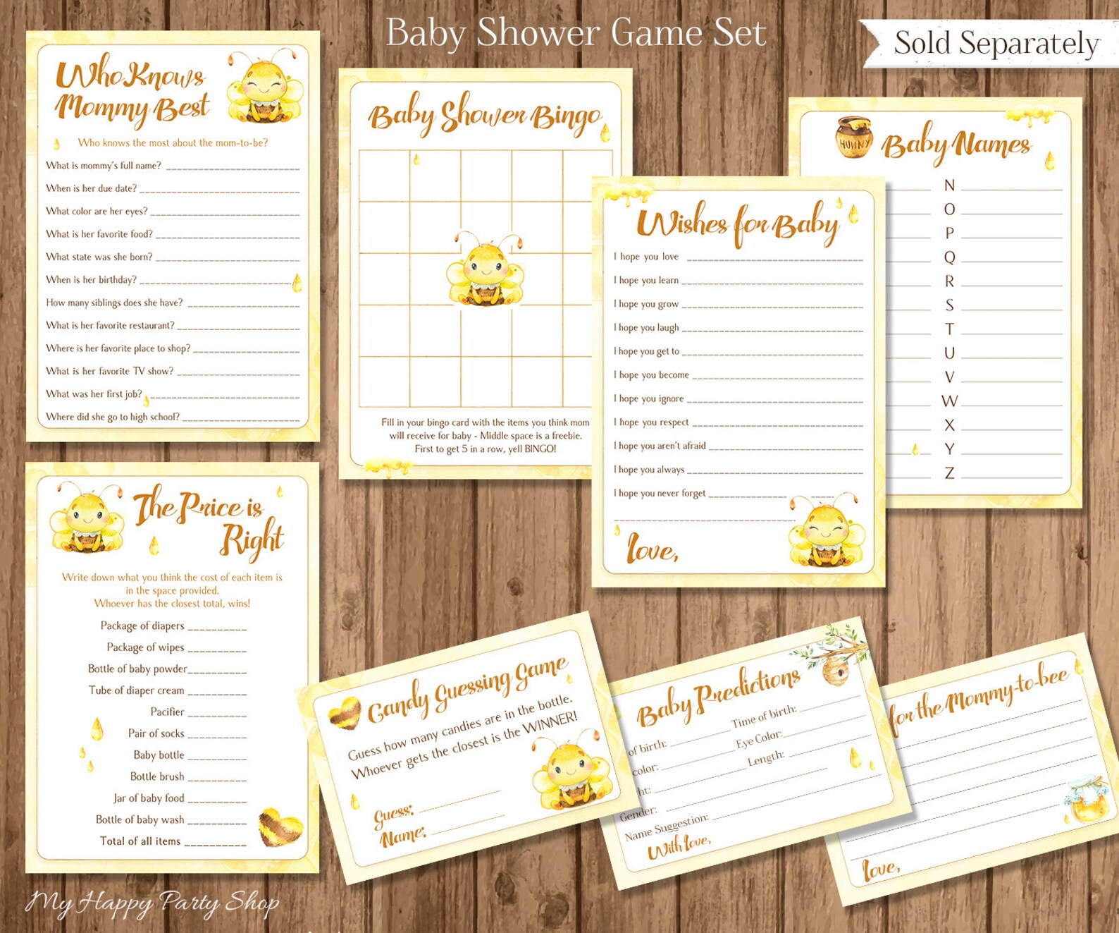 Bee Bingo Game PRINTABLE Bee Bingo Game Bee Theme Neutral - Etsy
