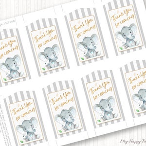 Elephant Favor Tags, PRINTABLE, Cute Elephant Tags, Baby Shower Favor ...