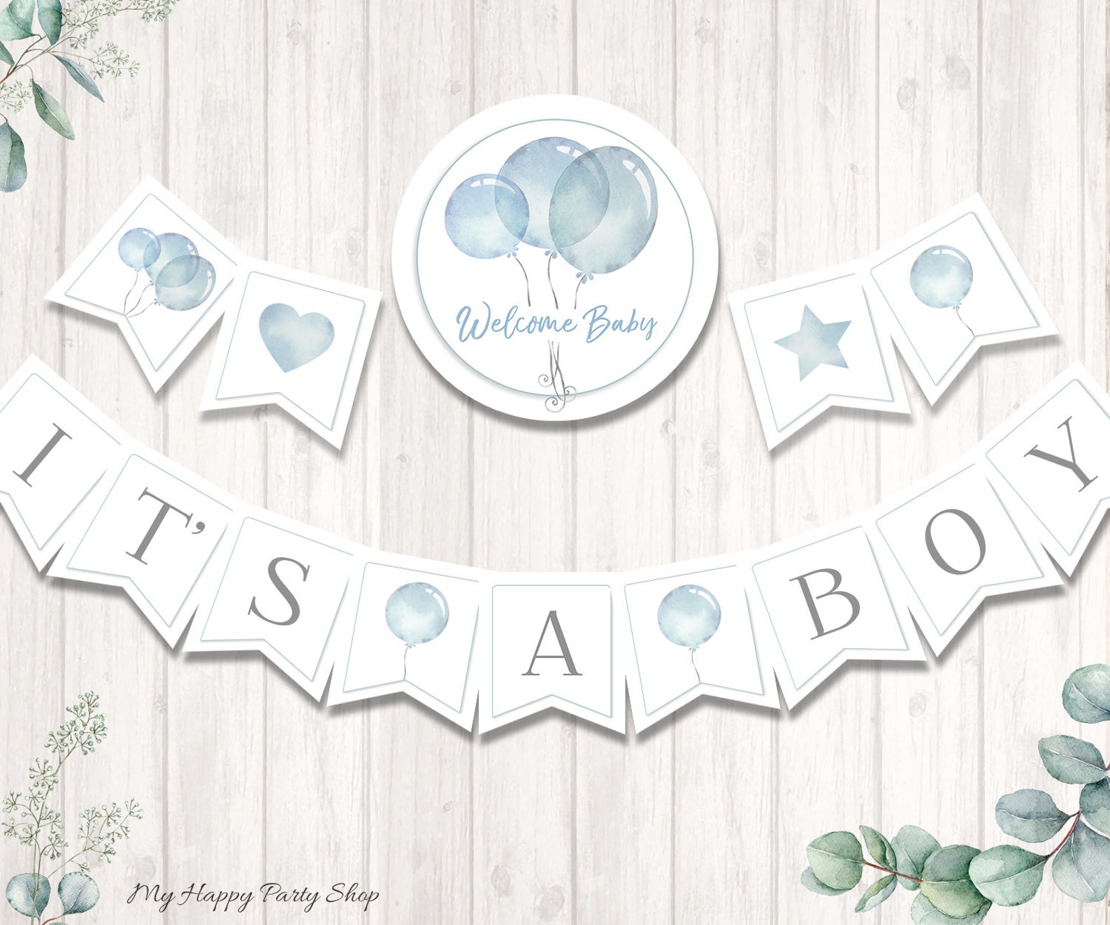 It's a Boy Banner PRINTABLE Blue Baby Shower Banner - Etsy