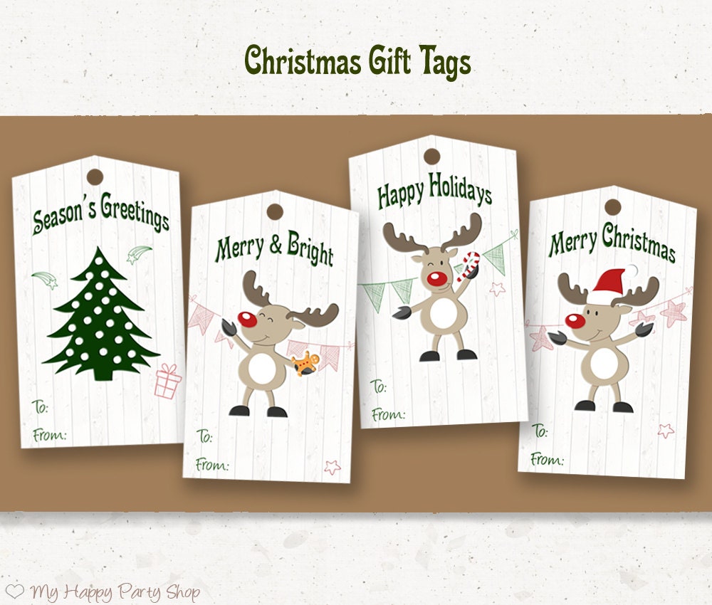 Christmas Favor Tags PRINTABLE Deer Gift Tags Holiday - Etsy